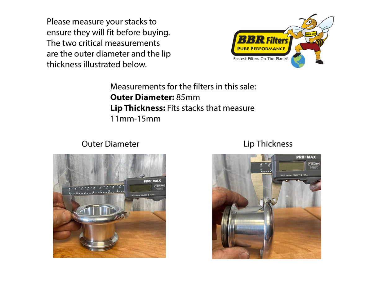 BBR Velocity Stack Filters Covers Borla TWM Injection 8-Stack 85mm V8 ...