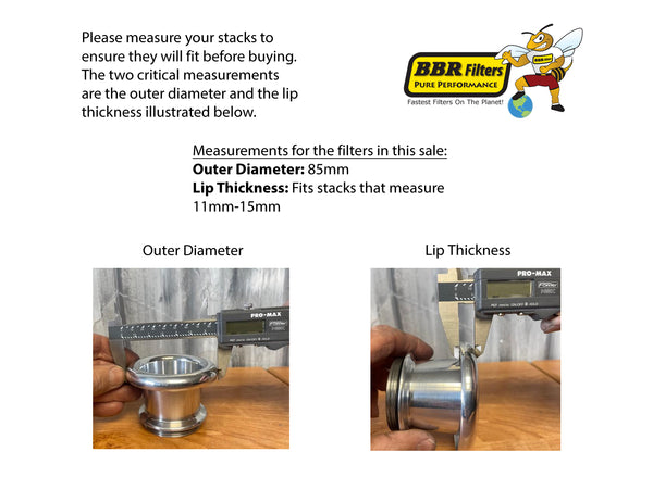 BBR Velocity Stack Filters Covers Borla TWM Injection 8-Stack 85mm V8 ...